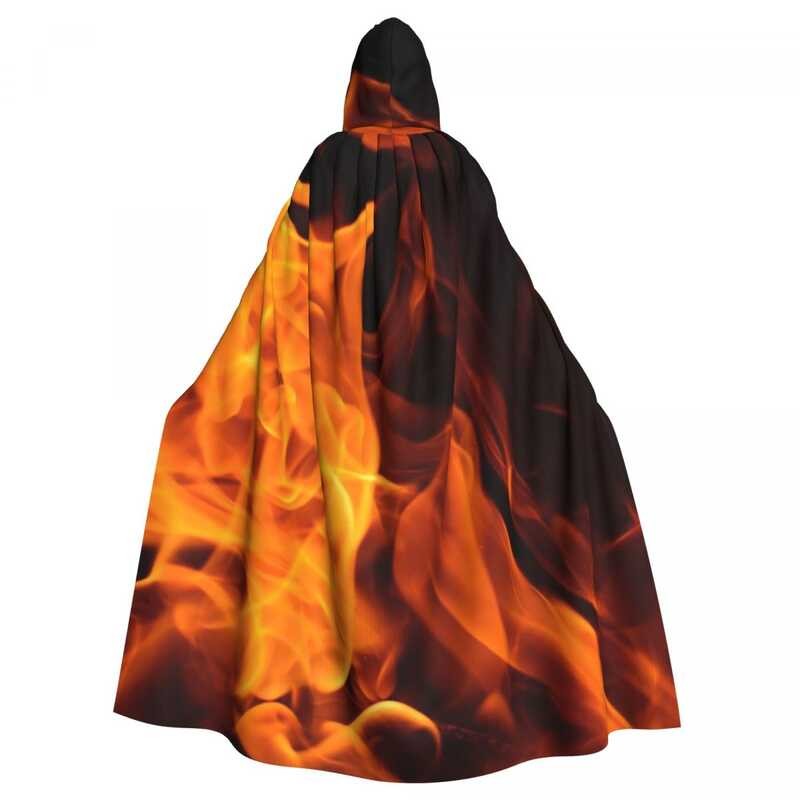LY Burning Fire With Sparks Long Hooded Cloak Witch Medieval Costume ...