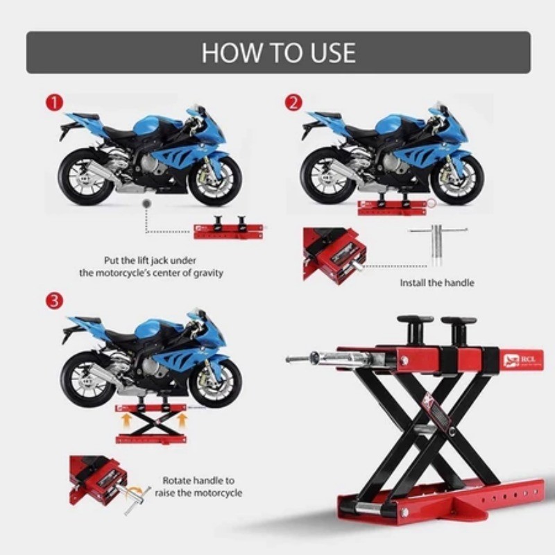 Hydraulic Motorcycle ATV Scissor Lift Jack Crank Hoist Stand with ...