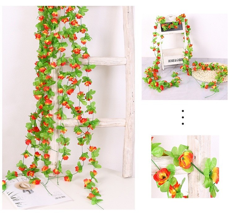2.4M Artificial Little Rose Flowers rattan Simulation Silk Flower for ...