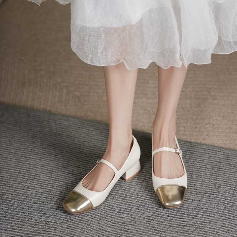 Isara Ang Mga Mata Na Komportable Sier Chunky Heel Mary Jane Shoes ...