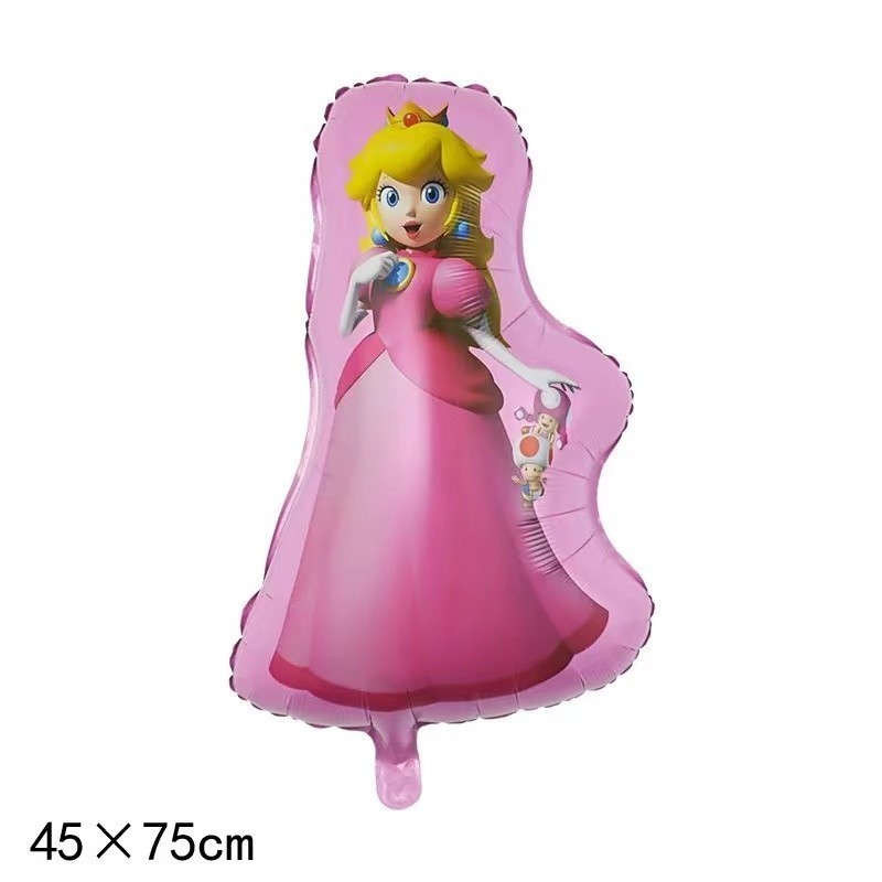 Pink Princess Peach Birthday Balloons Set Cartoon Peach Foil Balloon ...