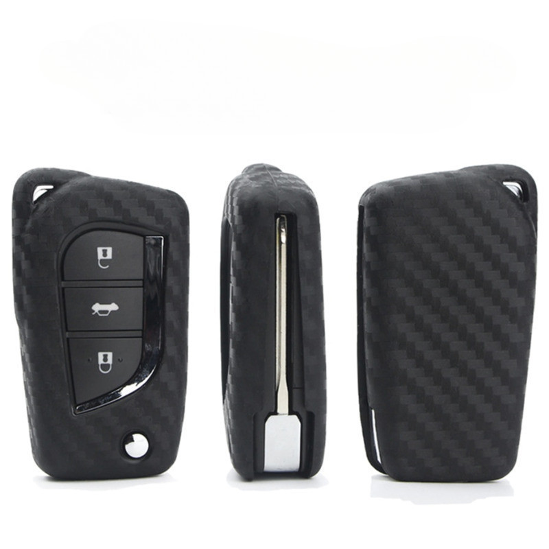 Carbon Fiber Texture Case Key Fob Cover For Toyota Fortuner Innova ...