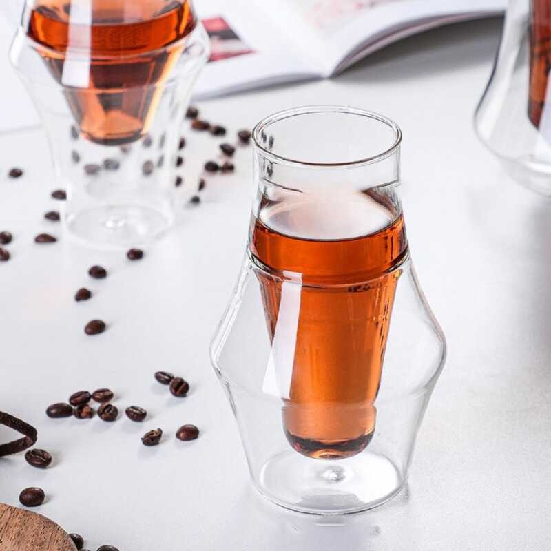 Double-Layer 400Ml Glass Coffeecup Hanging Ear Espresso Coffee Cup Anti ...
