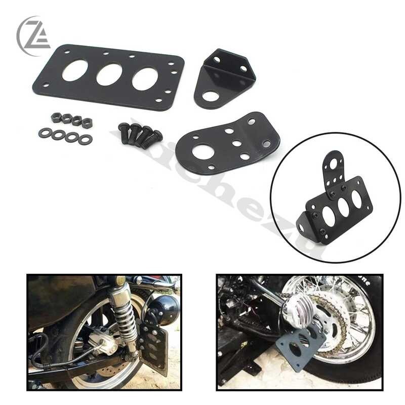 ACZ Black Motorcycle Side Mount License Plate Bracket Bobber Chopper ...