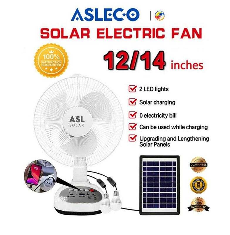 ASL Solar Electric Rechargeable Solar With Panel Electricfan Emergency ...