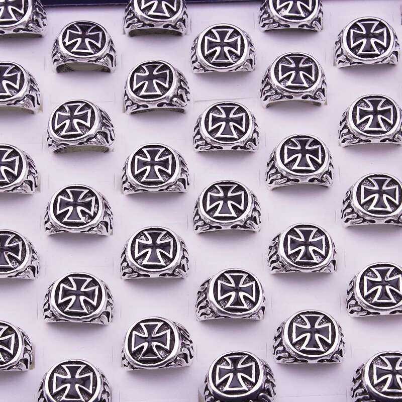 20Pcs/Lot Titanium Red Armor Shield Knight Templar Crusade Cross Ring ...