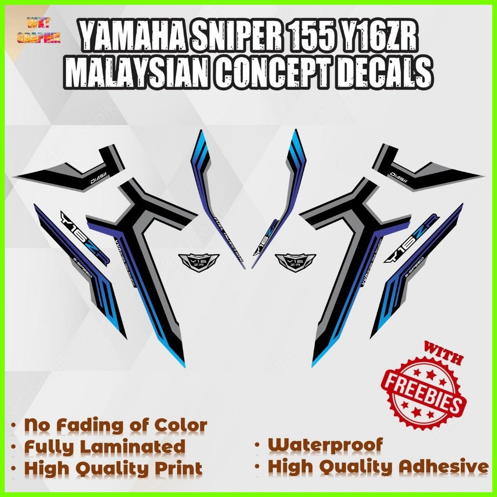 YAMAHA SNIPER 155 Y16ZR MALAYSIAN CONCEPT DECALS (WATERPROOF, LAMINATED ...