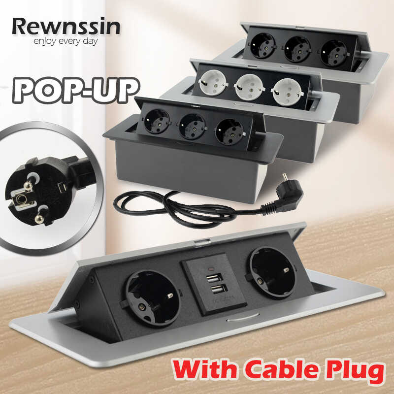 EU Standard Desktop Plug Hidden Pop-Up Table Socket With USB Charging ...