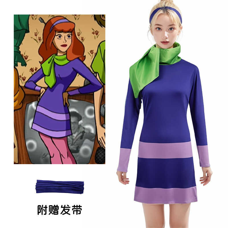 Cosplay Scooby Doo Costume Velma Dress Daphne Halloween Cosplay Dress ...