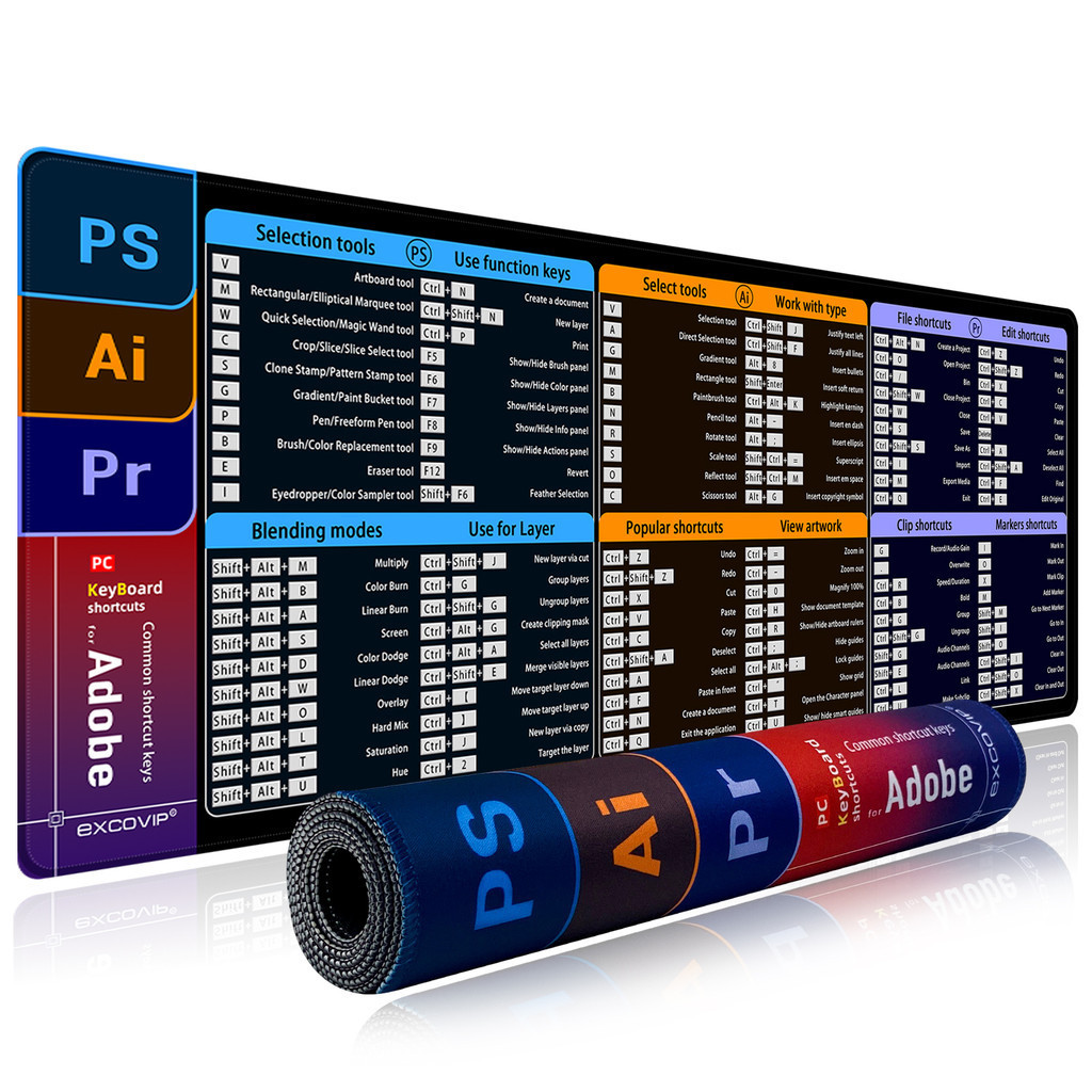Shortcuts Mouse Pad Large Extended for Ps Ai Pr Final Software Big ...