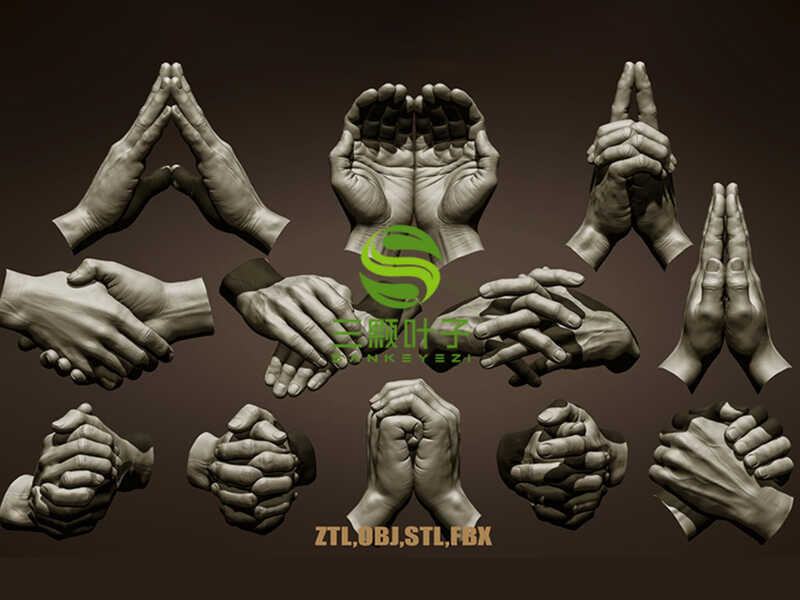 Zbrush 12 men's two hand model ztl/obj/fbx/stl zb hand carving material ...