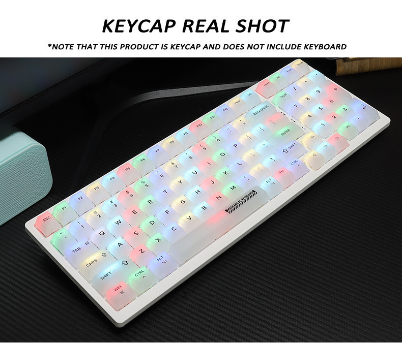 122 Keys Milky White Keycap Frosted Fog Transparent Matte PC ABS ...