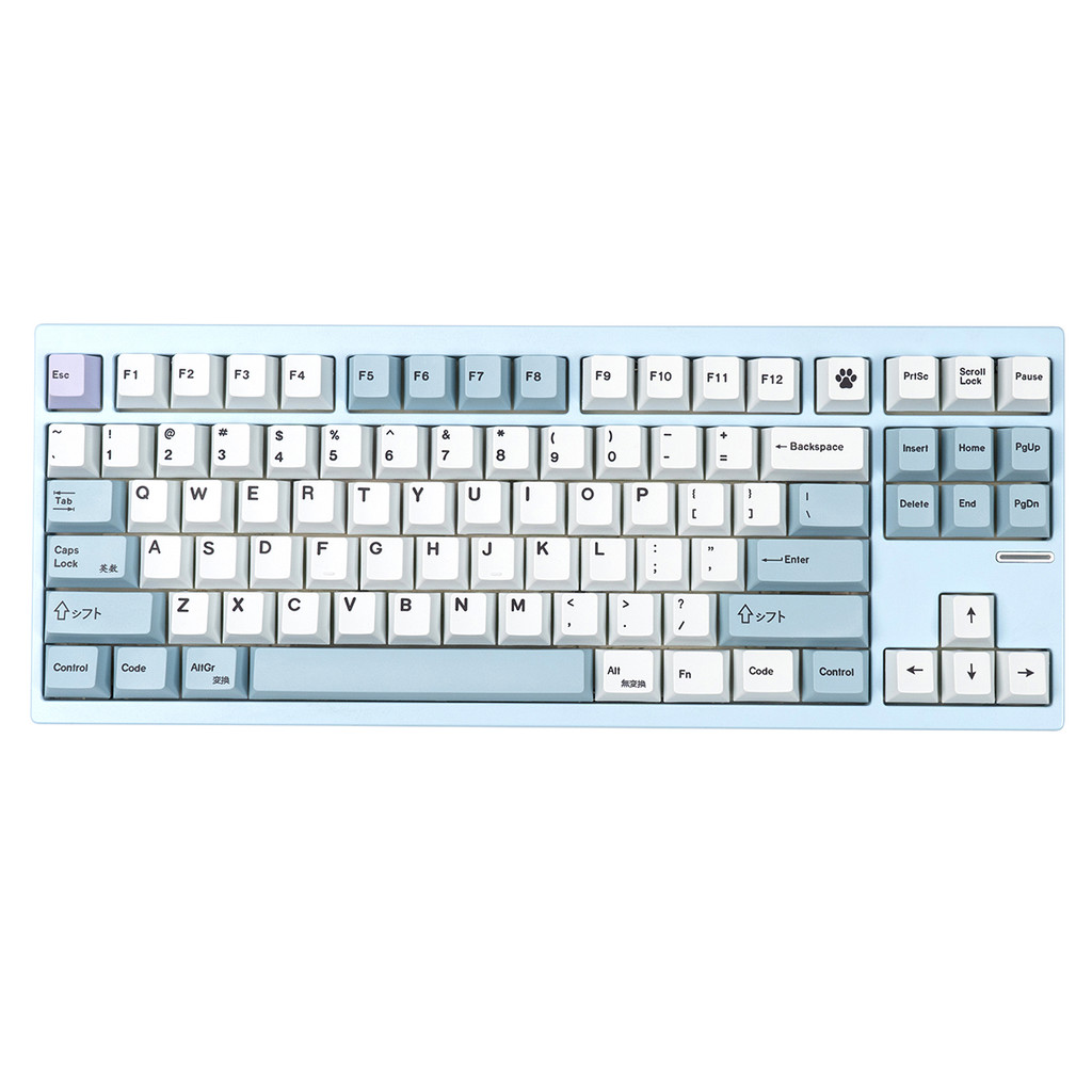Yongqiu Minimalist White Blue Keycap 1.7mm thickness PBT Cherry Profile ...
