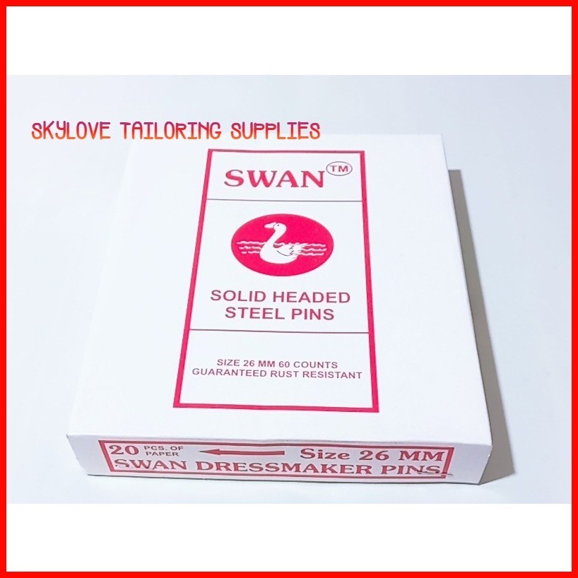 ☸ Solid Headed Steel Pins per Box | Swan Dressmaker's Pins | 20 Pads ...