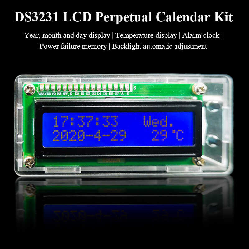 LCD Ds3231 Calendar DIY Kit Electronic Alarm Clock Temperature Display Self Assembly And W ...