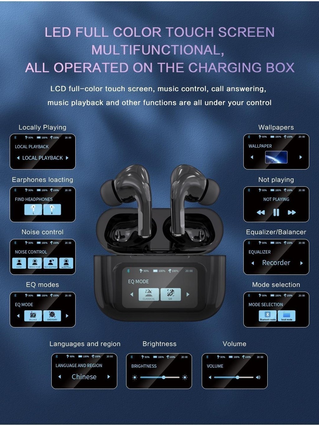 A8 Pro Bluetooth Noise Cancelling Earphone True Wireless TWS High ...