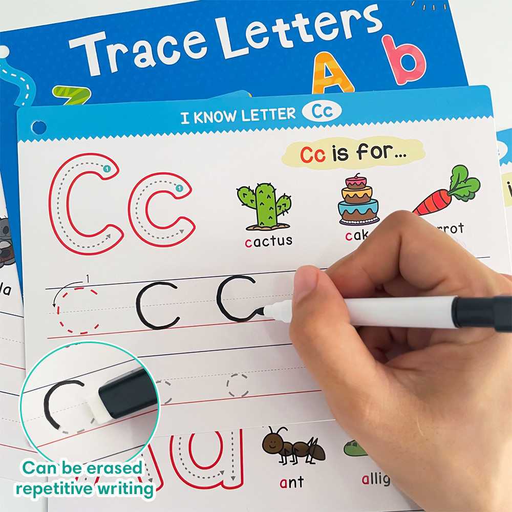Kids Trace Letters & Numbers Dry Erase Practice Set - Alphabet & Number ...