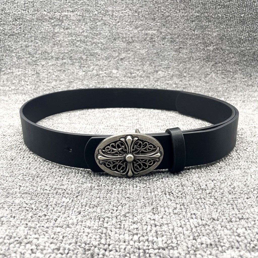 Classic CHROME HEARTS Cross Trendy Belt Belt Vintage Buckle Embossed ...