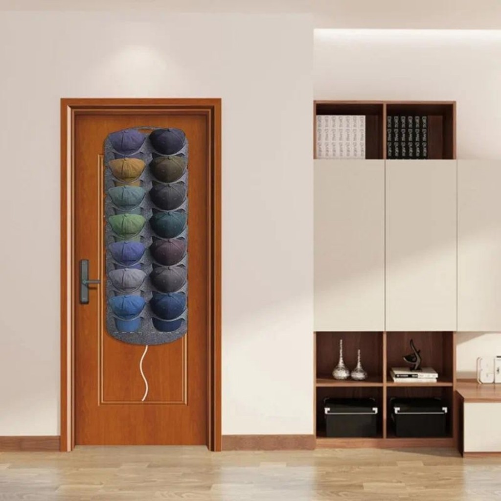 7/14 Grids Felt Hat Storage Rack Wall Hat Racks Gray Cap Holder Door ...