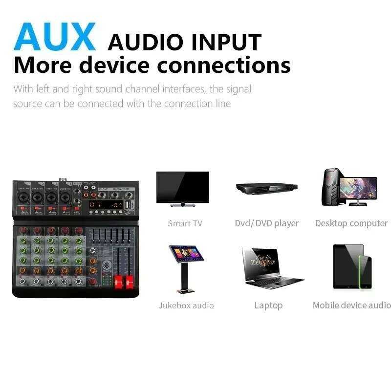Studio Audio Mixer USB Channel Stereo Input DJ Sound Controller Para Sa ...