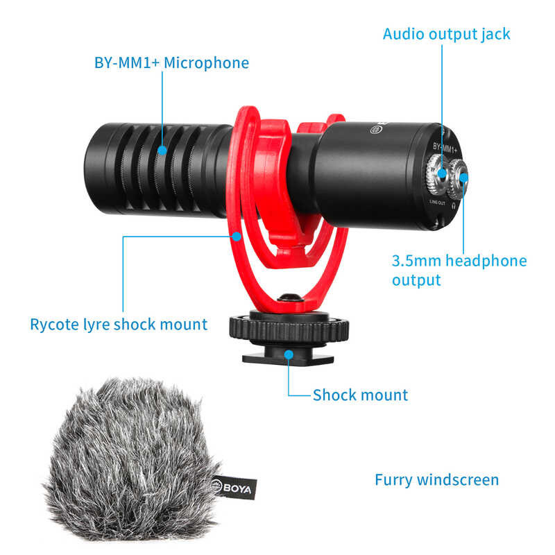 BOYA Professional Shotgun Condenser Microphone BY-MM1+ Mini Microfone ...