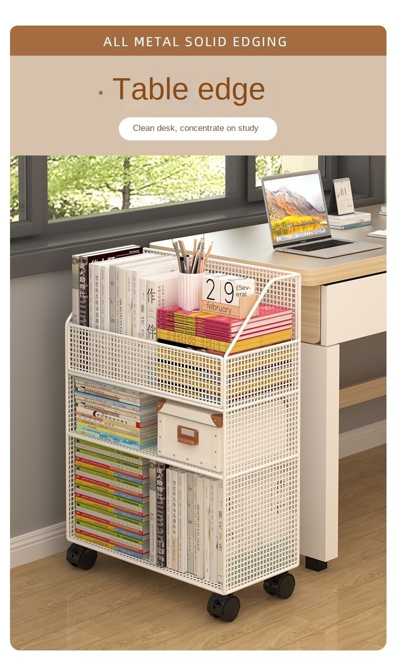 Shelves under the table movable small bookshelves deskside storage ...