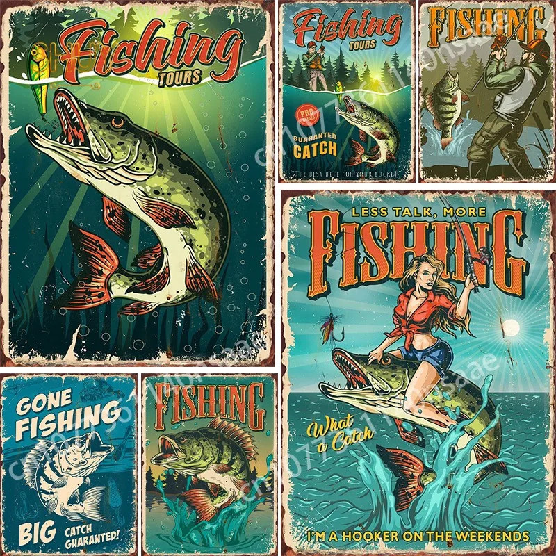 Fishing Rules Salmon Metal Tin Sign Fishing Sign Vintage Metal Plate ...