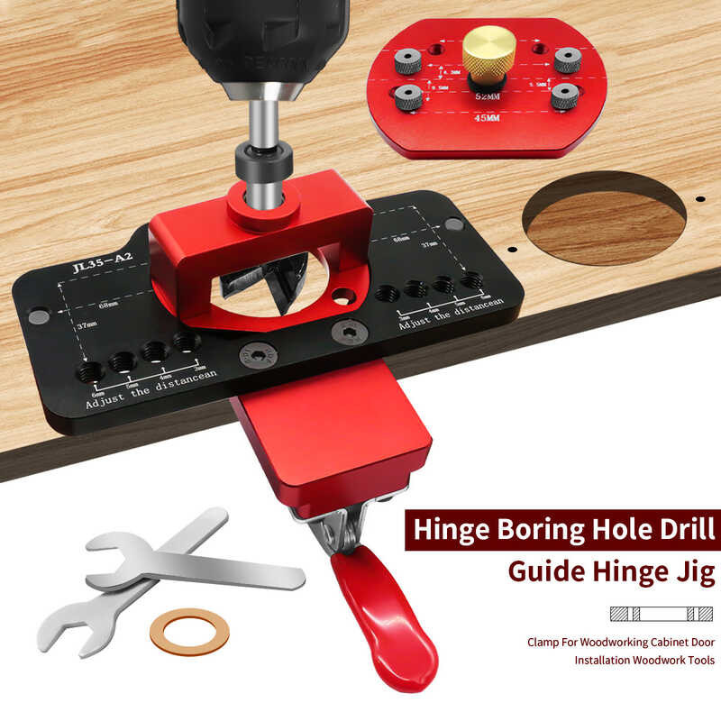 35Mm Hinge Jig Drilling Hole Puncher Hinge Boring Dowel Jig Woodworking ...