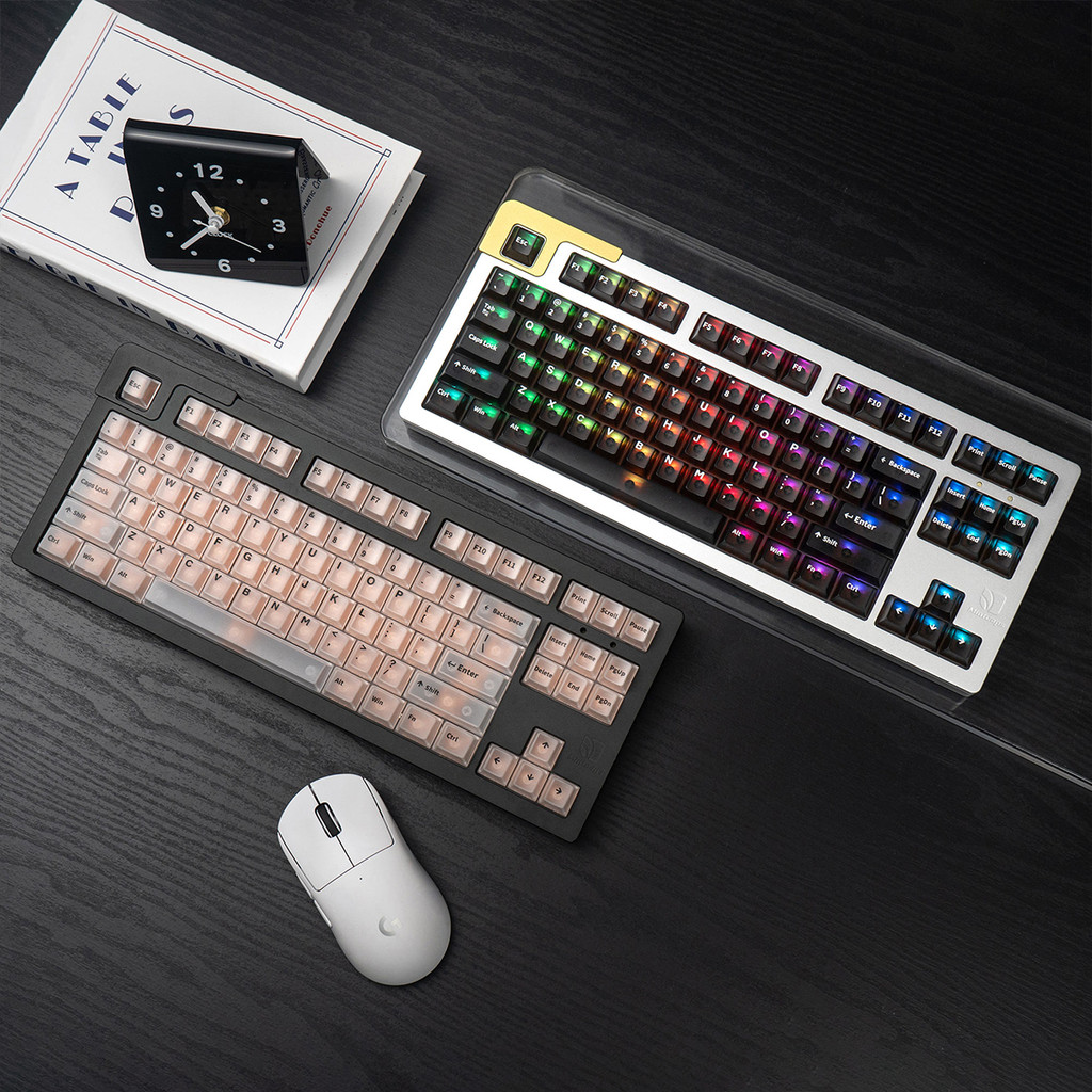 Transparent Foggy Black White Keycaps RGB cherry profile Light through ...