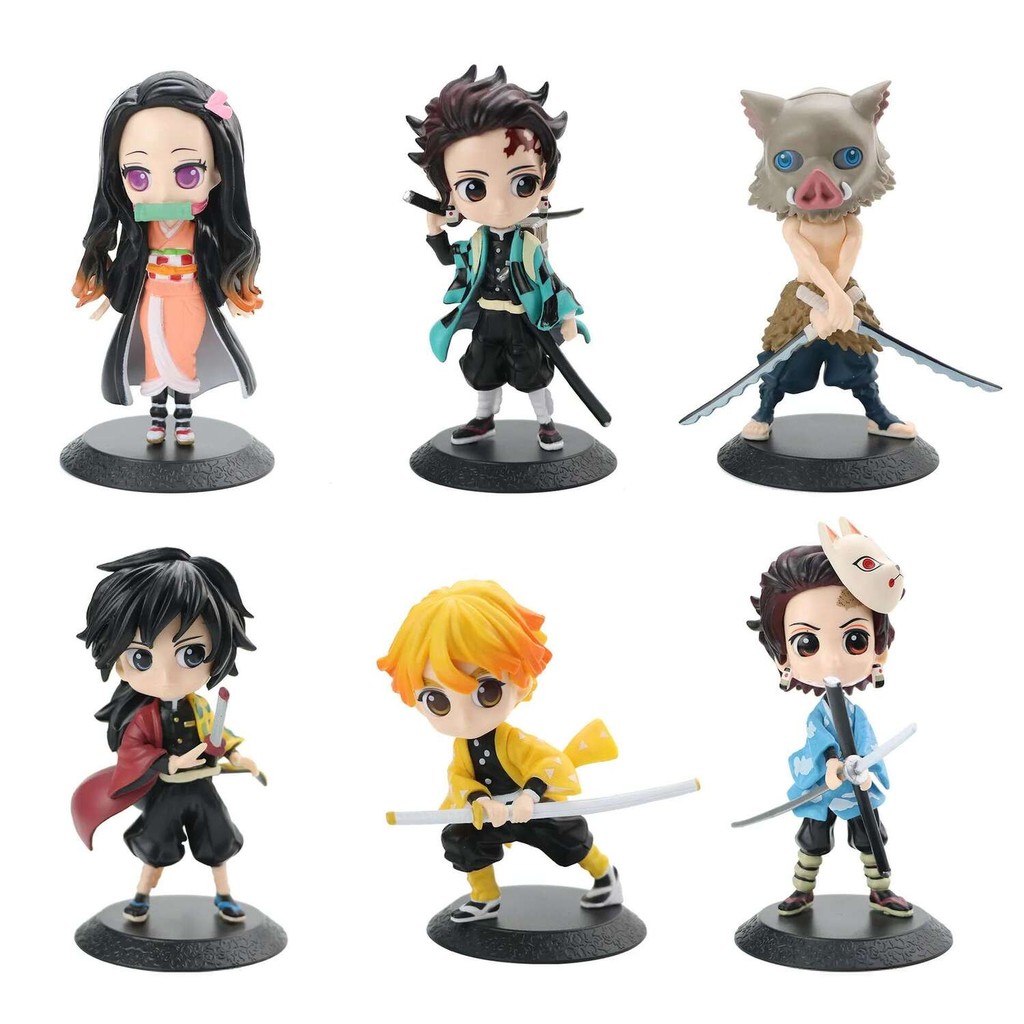 6 Pcs/lot Anime Figure Of Demon Slayer Nezuko Pvc Doll Removable Head ...