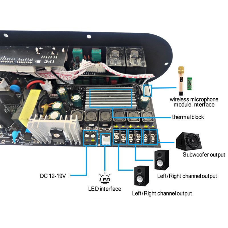 D800 2.1 Channel Bluetooth 5.0 Amplifier AC 110Vto 220V for Speaker ...