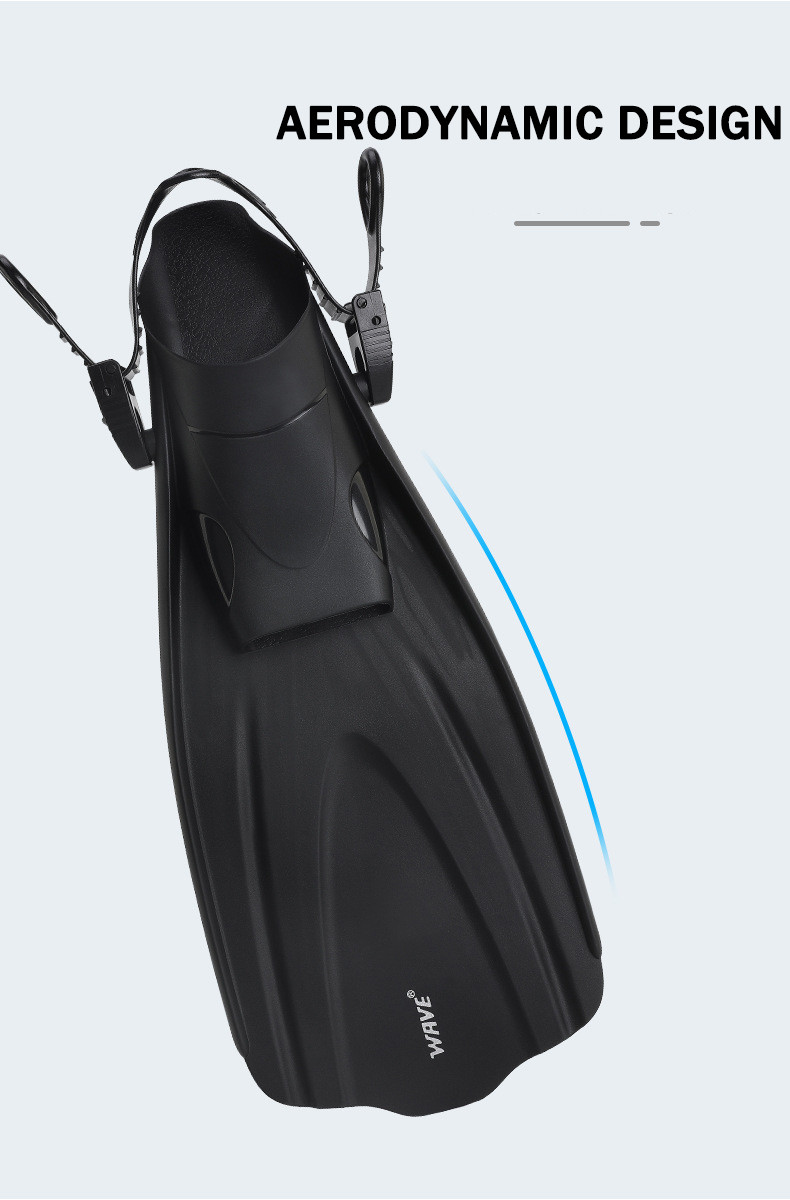 WAVE Adjustable Pro Diving Fins for Men Women Silicone Long Submersible ...