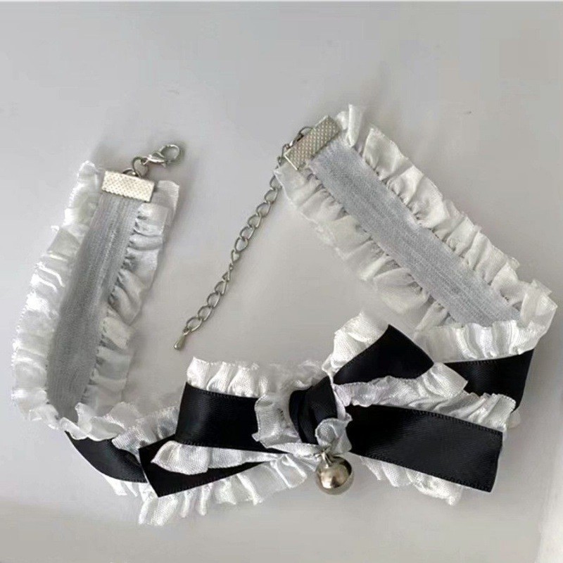 Sexy Bowknot Bell Blue Choker Necklaces Adjustable Elastic Leg Loop for ...