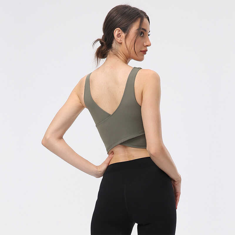 Solid Color Sports Tank Soft Yoga Vest Crop Top Moisture Wicking Tight ...