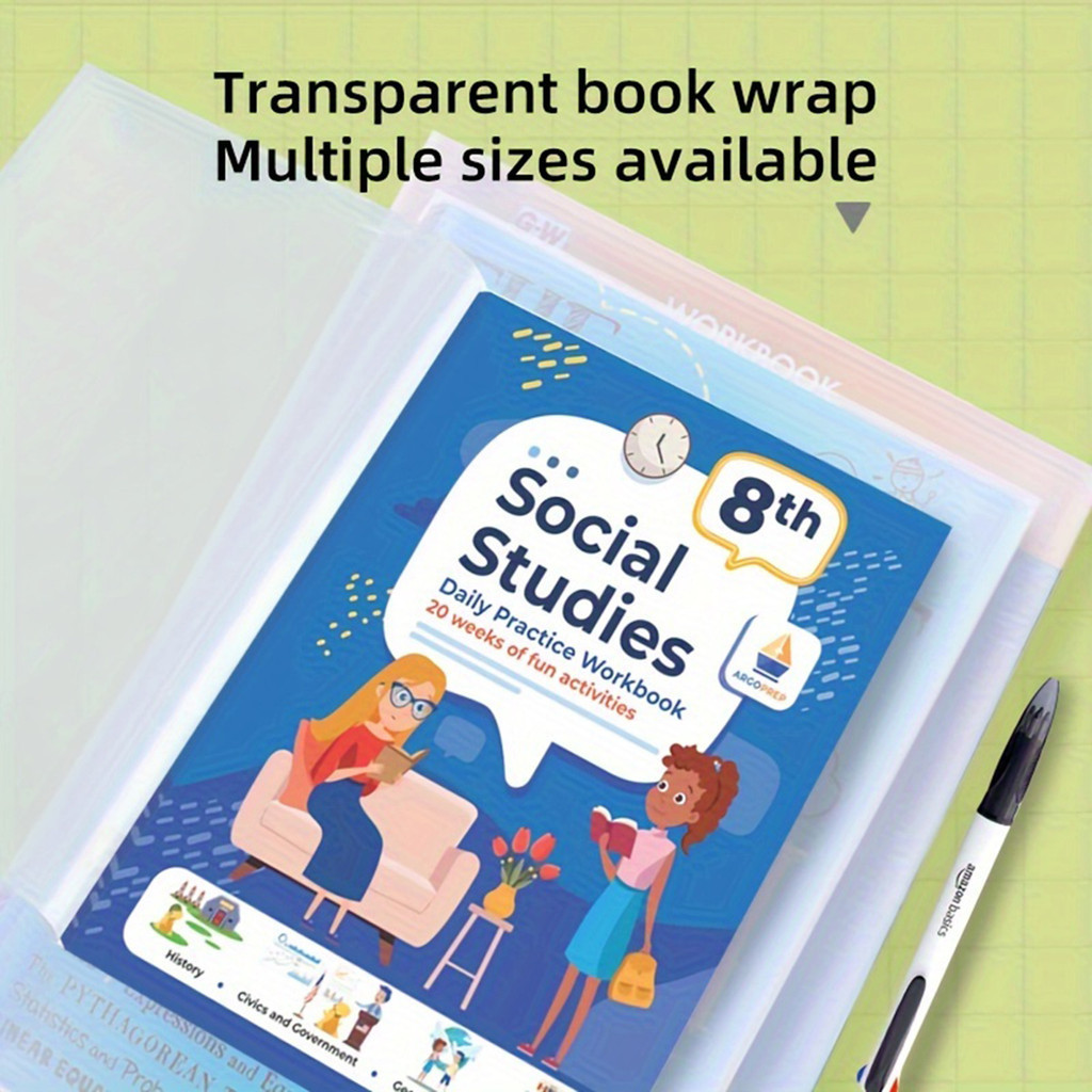 10PCSA4/16K/22K Transparent Plastic Book Cover Self-Adhesive Closure ...