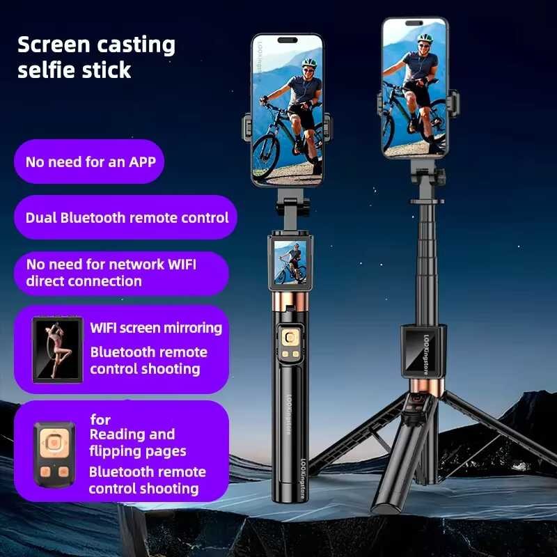 Mirroring Stick WIFI Projection Screen Tripod Real Time Display Selfie ...