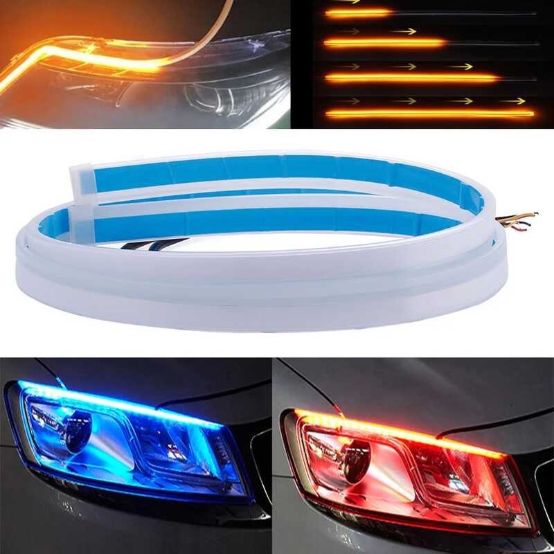 2pcs Sequential DRL LED Strip Turn Signal Light Yellow Bright Flexible Drl Led Daytime Running ...