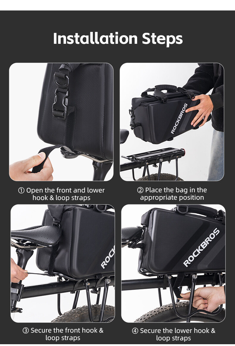 ROCKBROS Bike Hard Shell Trunk Bag Multifunctional Large Capacity ...