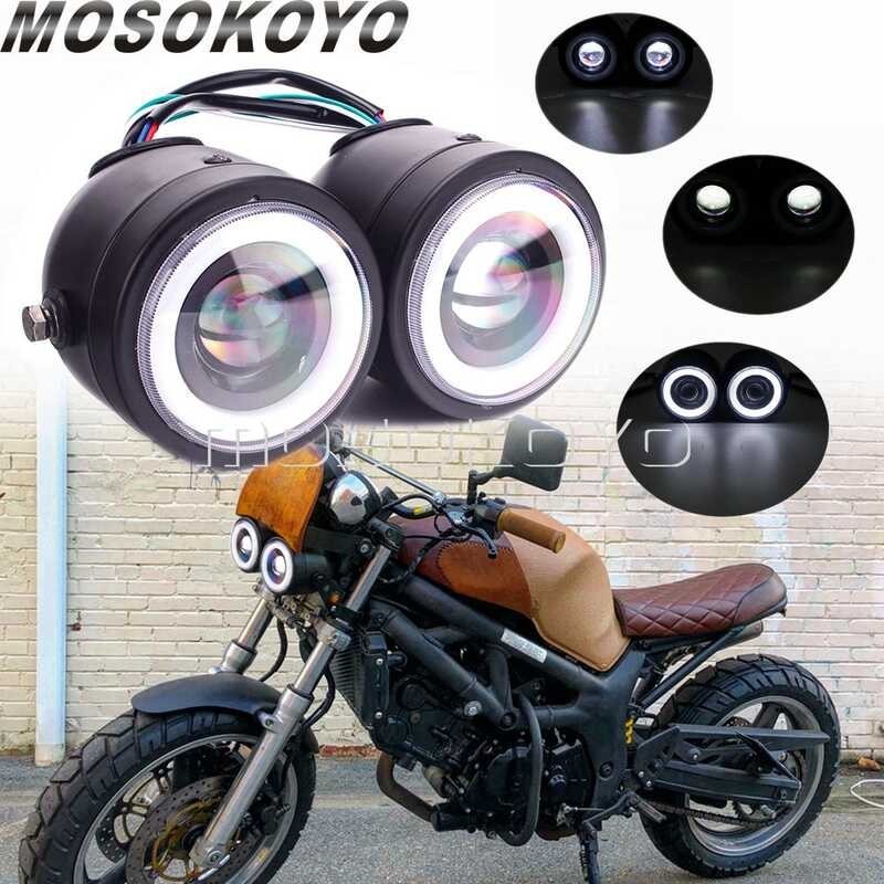 Universal Twin Dual Headlight Motorcycle LED Lamp Para sa Honda Harley ...