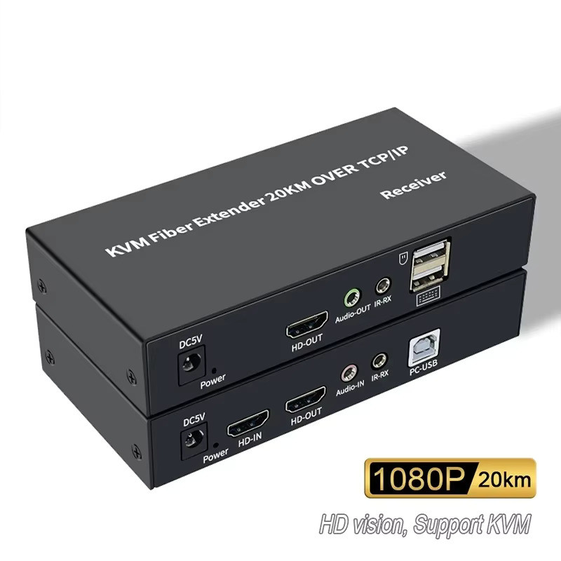 20Km HDMI Fiber IP KVM Extender Transceiver over SC Fiber Optical Cable ...