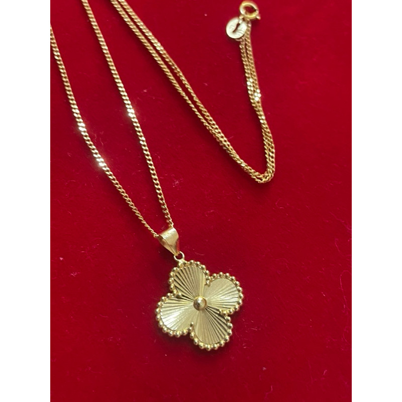 VCA Clover Flover Puro Ginto Prndant with Box type Chain Necklace 18 ...