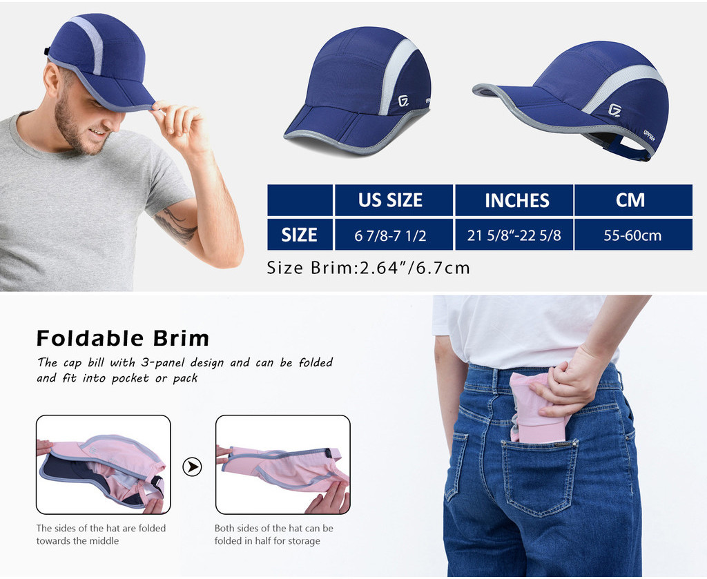 GADIEMKENSD Reflective Folding Outdoor Hat Unstructured Design UPF 50 ...