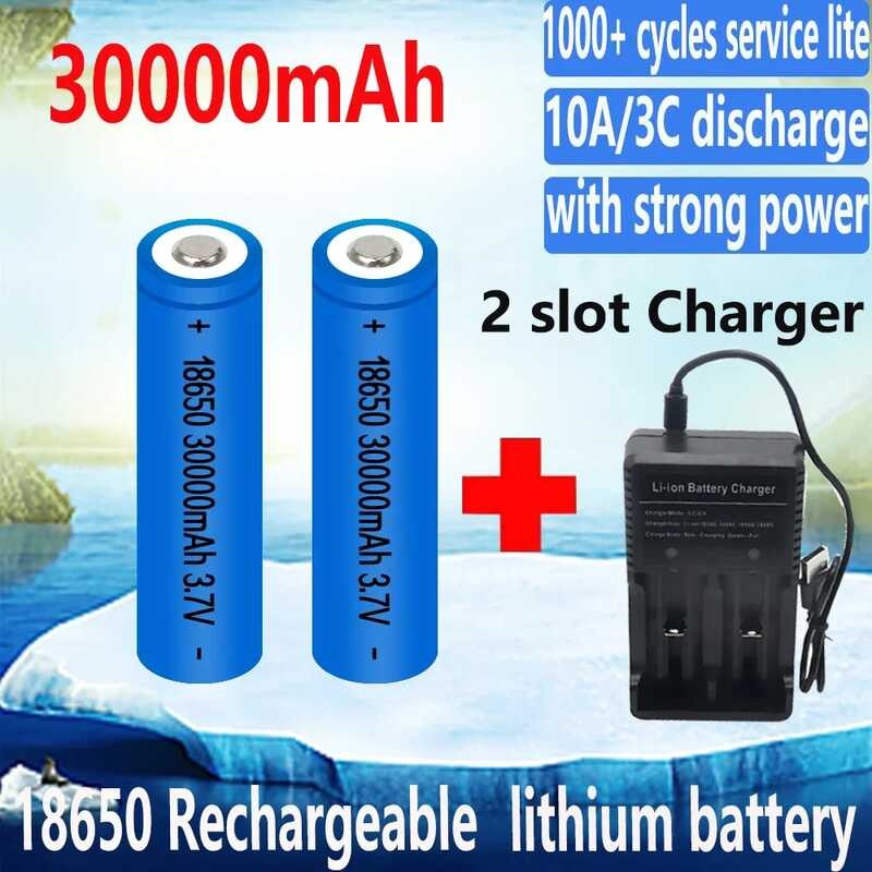 New 18650 Battery 3.7V 18650 30000Mah Capacity Lithium Ion Rechargeable ...