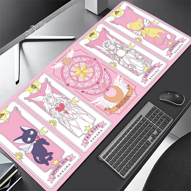 Pink Cardcaptor Sakura Large Deskmat Magic Wand 90*40 Rubber Playmat ...