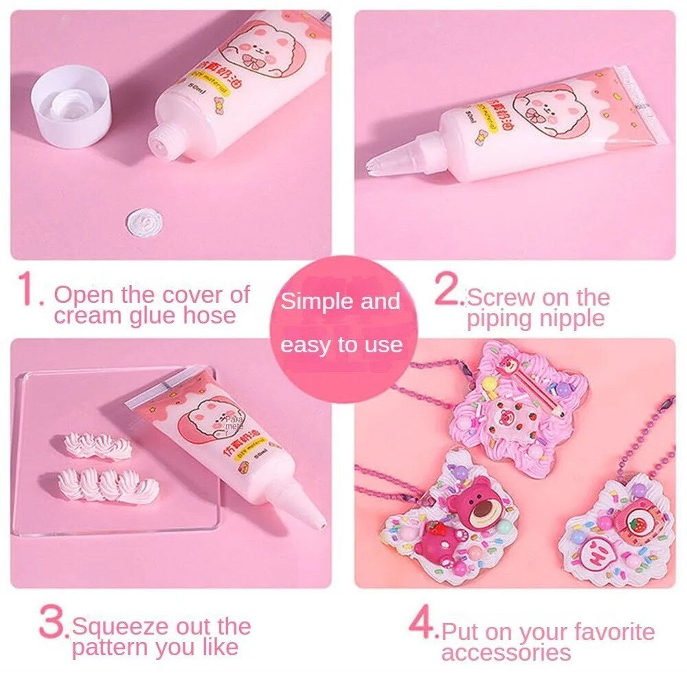 DIY 50 grams 100 grams colorful cream glue (free tips) | Shopee Philippines