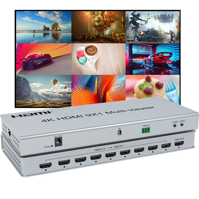 9x1 HDMI-compatible Multi-viewer 9 in 1 out 4K 1080P Video Quad ...