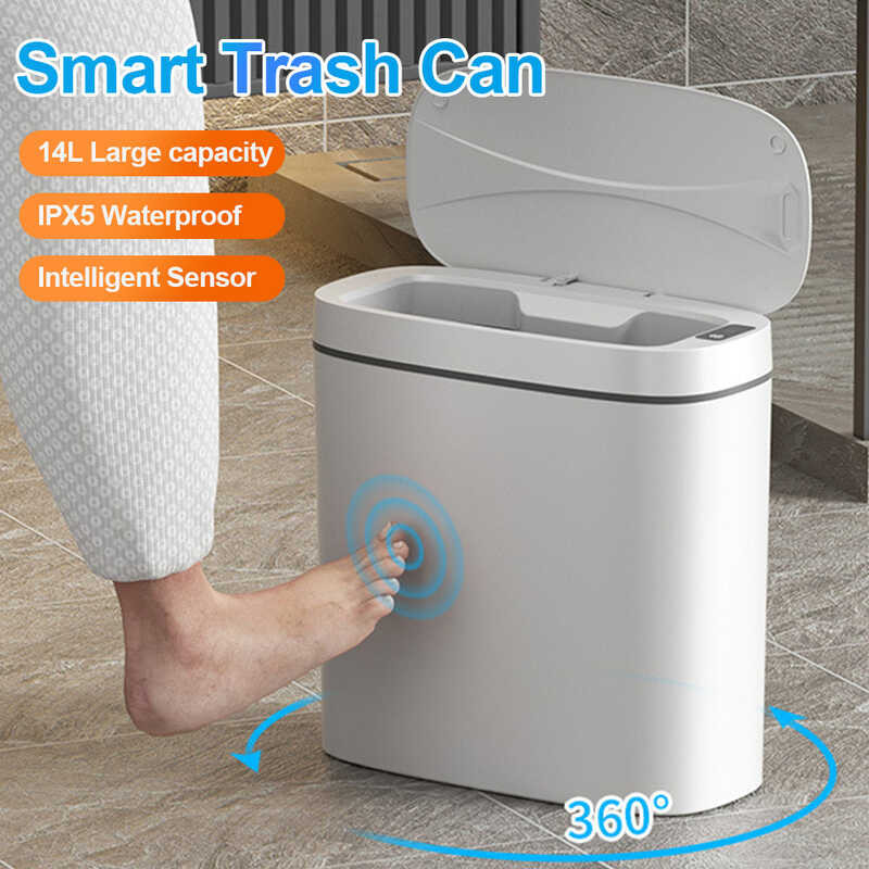 Mga Smart Trash Can Automatic Sensor Garbage Can 14L Para Sa Bathroom ...