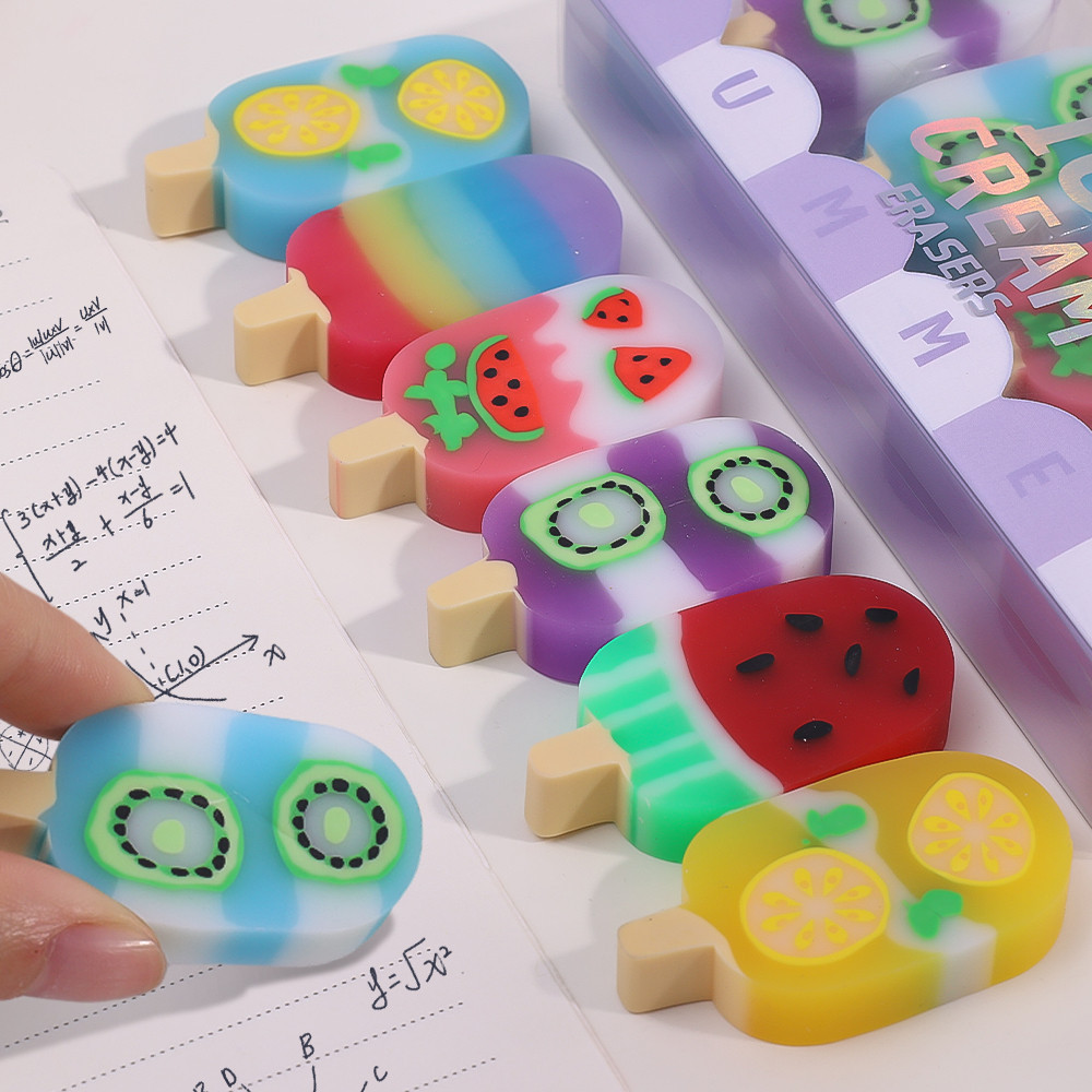 4Pcs/Box Mini Eraser - Ice Cream Rubber - For Kids - Drawing Writing ...