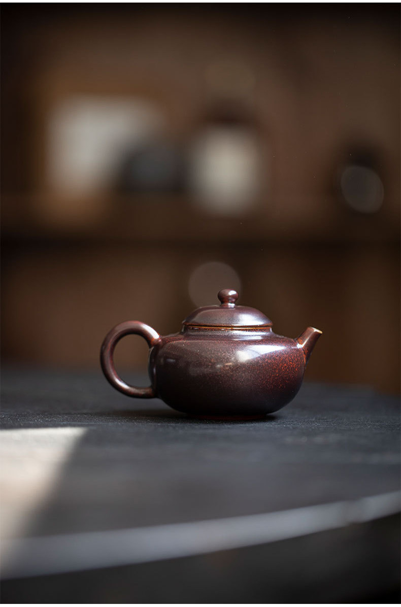 Ceramic Retro Kiln-turned Black Teapot with Ball Hole Filter Tea Maker ...