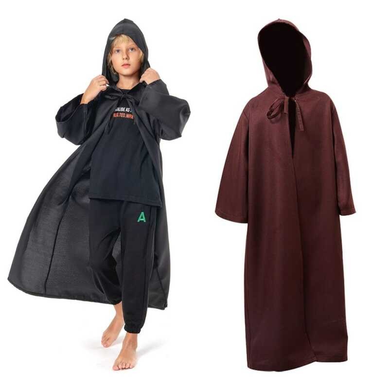 LY Kid Cloak For Jedi Robe Star s Cosplay Costume Tunic Hooded Black ...